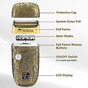 Soonsell T Blade Hair Trimmers for Family+Foil Shaver Trimmer Set,Man Professional Cordless Barbers Clippers Set Blade Close Cutting Beard Trimmer Trimmer， 4 Guards & 2 Foil Head