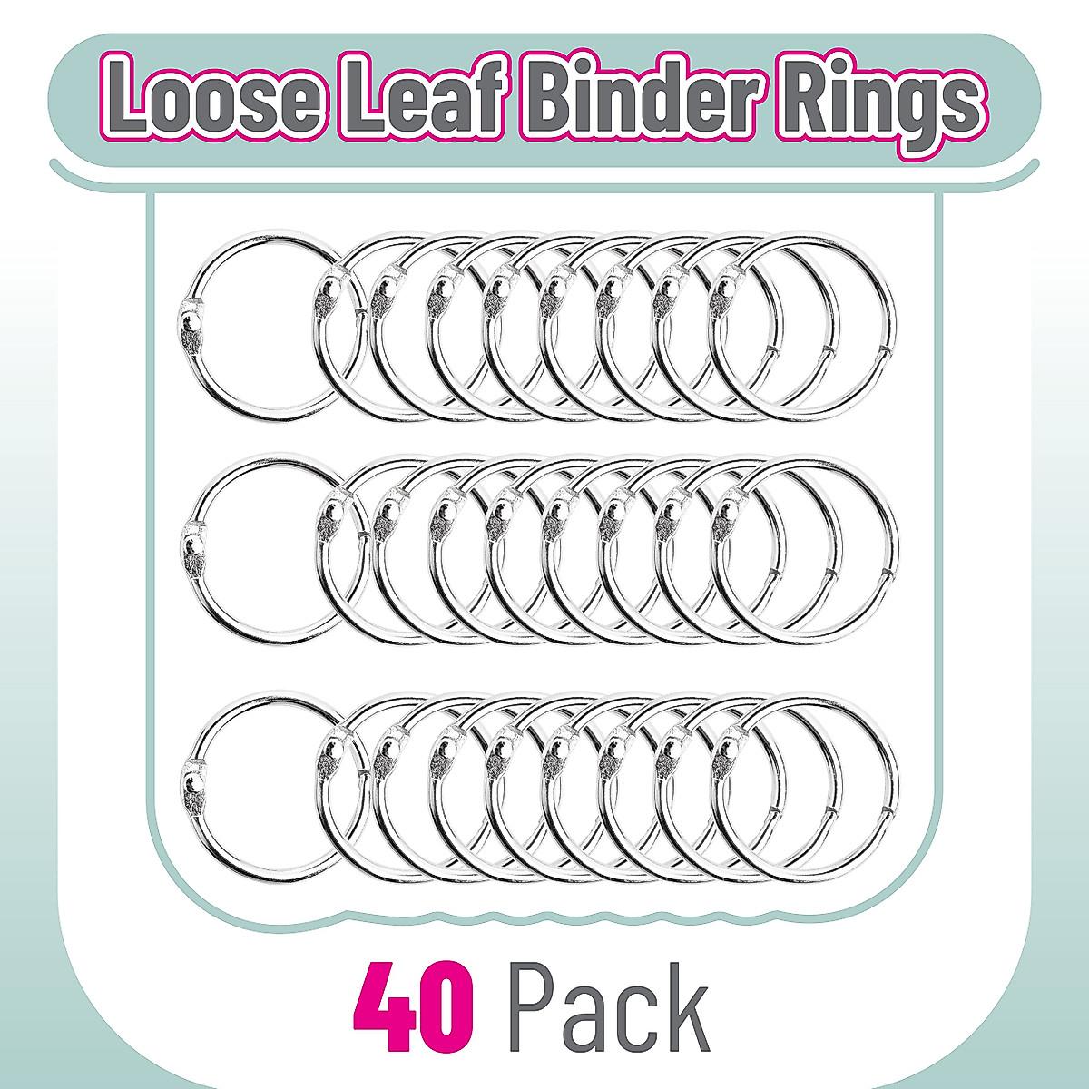 Mr. Pen- Loose Leaf Binder Ring, 40 Pack, Binder Rings 1 Inch, Binder Rings, Book Rings, Metal Rings for Index Cards, Rings for Flash Cards, Index Card Rings, Paper Rings, Small Binder Ring, Book Ring