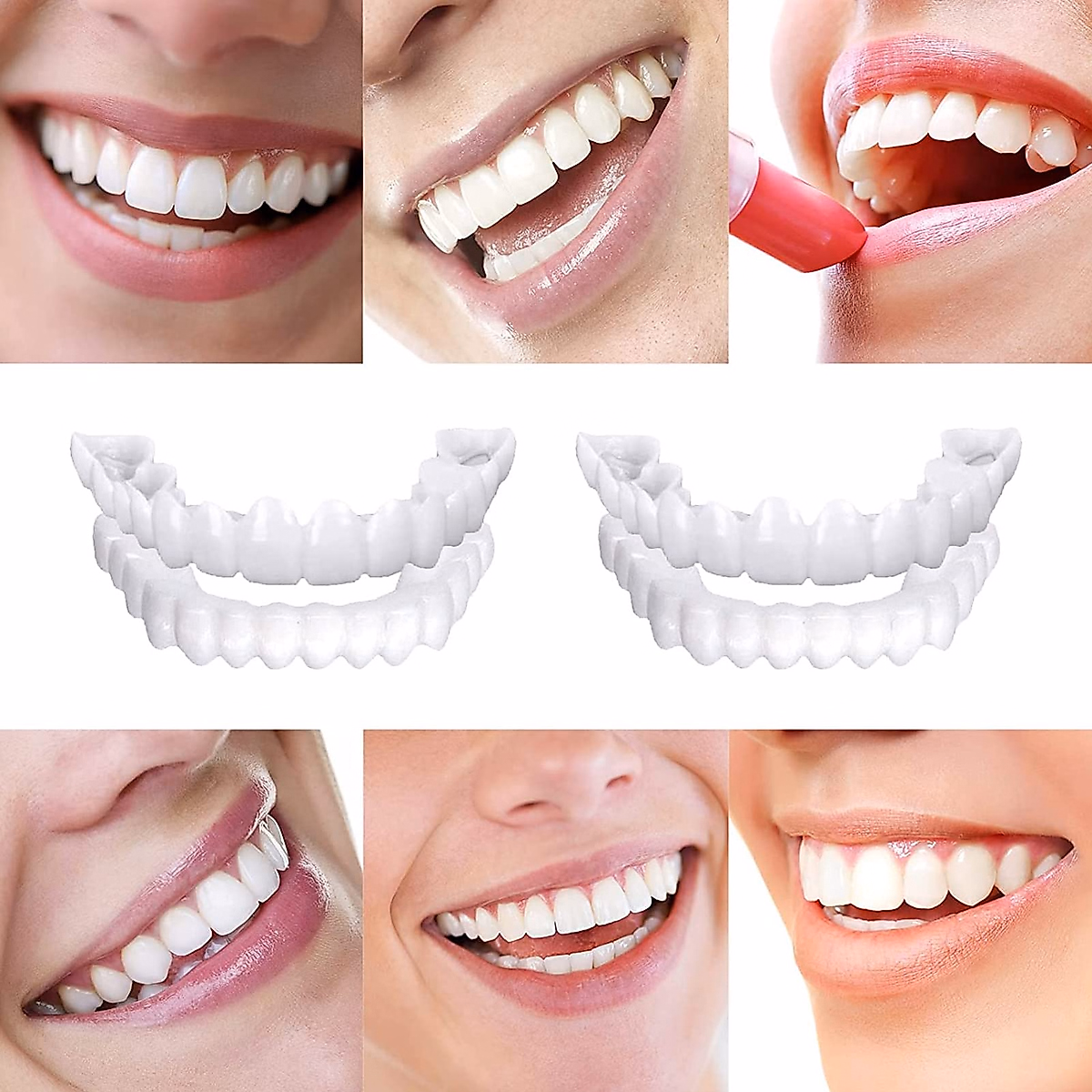 CHJC 2022 New Snap-On Dentures, Veneers Snap in Teeth, Snap in Teeth for Men and Women, Fix Confident Smile, White (CREAM)