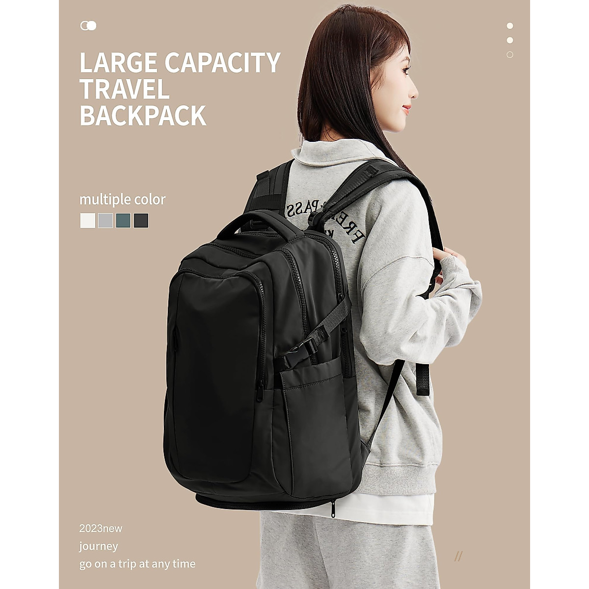 suwasp Large Travel Backpack for Women Men Airline Approved Carry On Personal Item Backpack Bag Frontier Airlines Personal Item Bag Flight Approved Luggage Backpack - Black