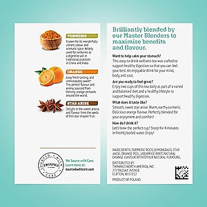 Twinings Soothe Tea - Orange & Star Anise Flavoured Turmeric Tea, Digestive Tea, Naturally Caffeine-Free Herbal Tea Bags Individually Wrapped, 18 Count.