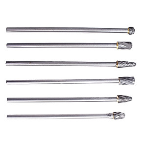 marddpair 6Pcs 6MM(1/4 Inch) Shank 10MM Head 150MM Length Carbide Alloy Rotary Burr Set Fit Rotary Tool for Woodworking, Drilling, Metal Craving, Engraving, Polishing
