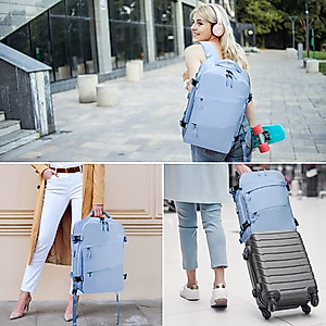 HOMIEE Carry on Backpack for Airplanes, 15.6 Inch Travel Laptop Backpack College Bag with USB Charging Port, Personal Item Size, Dry Wet Separation, Blue