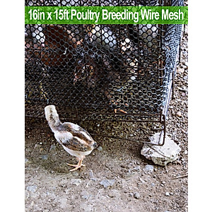 16In x 15Ft Plastic Chicken Wire Mesh Fencing, TOYPOPOR 500GSM Durable Heavy Duty Hexagonal Chicken Wire for Cat Dog Fencing, Garden Fence, Aquarium, Moss Pole, Aperture 0.4'', Rustproof, Easy to Cute