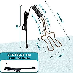 Electric Charcoal Starter Ajiaguo 700W - Premium BBQ Grilling Fireplace Coal Lighter Easy & Quick Ignite Briquettes |No Sparks or Flames | 304 Stainless Steel Coils Elements 5ft Long Cable (CB 2)