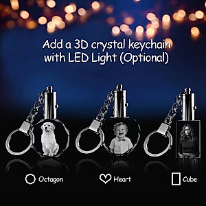 DAIYI Custom 3D Crystal Photo Personalized Photos Cubes for Pictures,Laser Engraved Crystals with Your Own Picture Wedding Birthday Gift Cube Size W2xL2 Inches