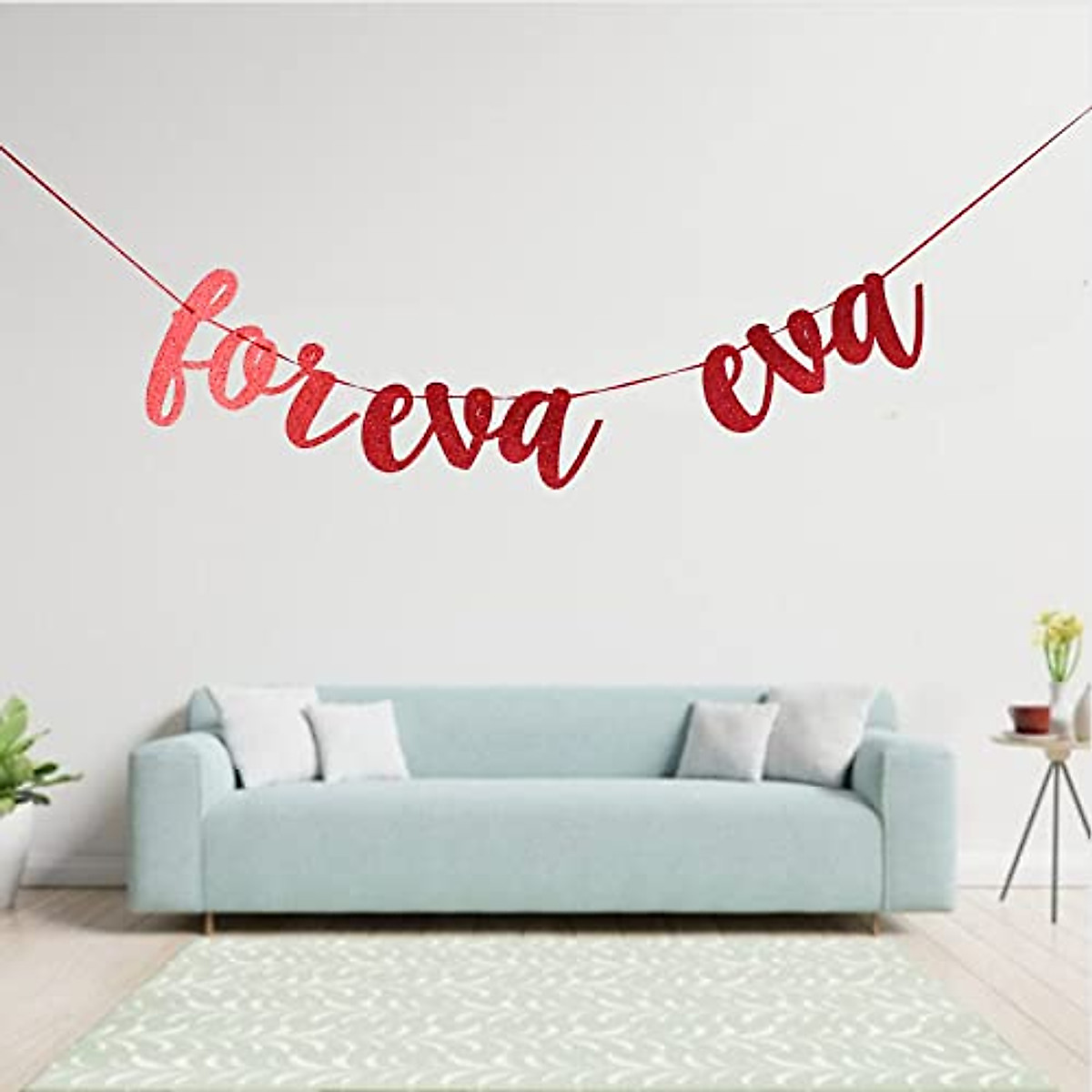Foreva Eva Red Glitter Paper Banner, Wedding/Engagement/Valentine's Day Party Decor, Forever and Ever Banner