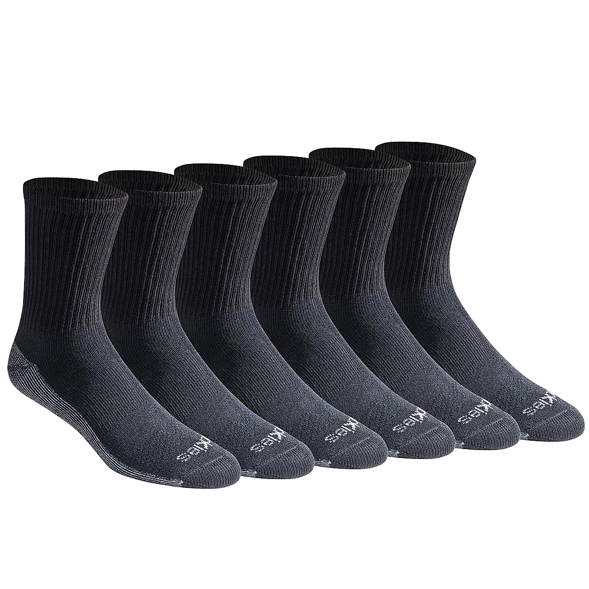 Dickies Men's Dri-tech Moisture Control 6-Pack Comfort Length Crew Socks