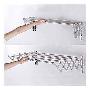 XMCX Wall Mounted Laundry Drying Rack 304 Stainless Steel 5 Rods Collapsible Dryer Towel Rack Home Folding Washing Line Clothes Airer Easy Storage for Indoor Outdoor (Size : 120cm/47.2in)