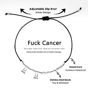 Fuck Cancer Morse Code Bracelet Stainless Steel Unique Cancer Patient Survivor Cheer Up Uplifting Inspirational Encouragement Gift ID Bracelet for Women Men Mother Wife Grandma