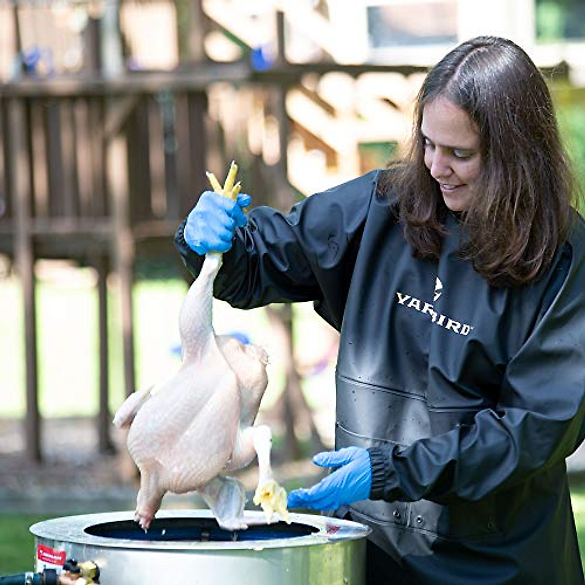 Yardbird Butchering Apron, Durable Waterproof Material, Full Length Sleeves, Elastic Cuffs, Two Adjustable Straps, Easy to Clean, One Size Fits Most, 373120010410,Black