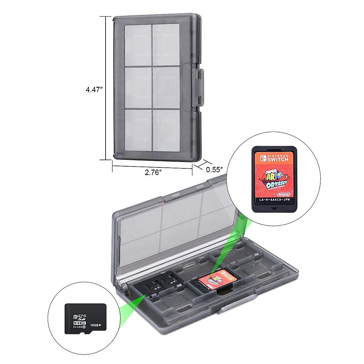 Tendak Tennis Racket for Nintendo Switch Joy-Con, Game Accessories for Mario Tennis Aces Game with 12 in 1 Game Card Case (2 Pack, Black)