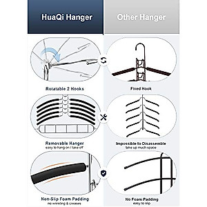 HuaQi Clothing Hangers Anti Slip Padded Hangers Closet Organizer Space Saving Magic Clothes Hangers Heavy Duty for Coat Suits Shirt Sweaters (2, Black)