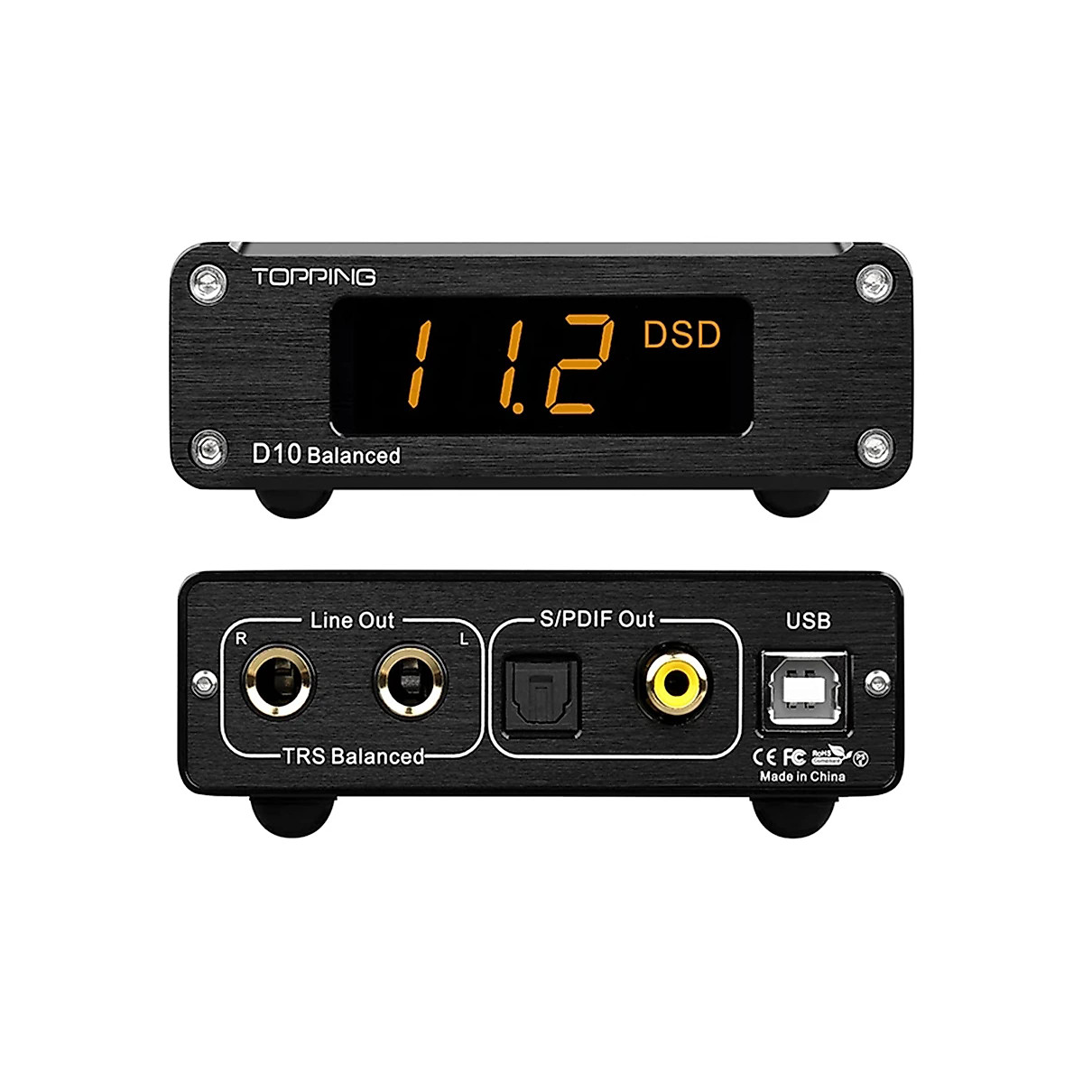 Topping D10 Balanced USB DAC ES9038Q2M XMOS XU208 PCM384kHz DSD256 HiFi DAC Decoder (Black)