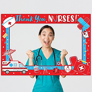 Soochat Nurse Day Photo Booth Props Graduation Photo Booth Prop Frame Thank You Nurse Photography Photo Booth Frame for Graduation Medical Party Decorations
