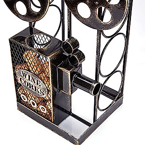 Aayla Tabletop Wine Rack – Retro Classic Movie Projector for Holding 3 Bottles with Cork Storage Perfect Wine Gift for Wine Lovers