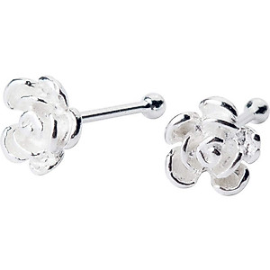 Unique Nose Rings Studs 22 Gauge Body Piercing Jewelry for Women Girls S925 Sterling Silver Tiny Rose Flower Ball Bead Labret Screw Nose Stud Post Pin Hypoallgenic Personalized Jewelry (5mm pair)
