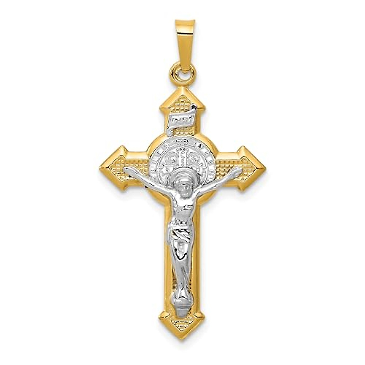 IceCarats 14K Yellow Gold Saint Benedict Medal Inri Lord Jesus Christ Crucifix Holy Cross Necklace Religious Pendant Charm Only