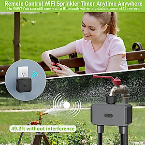 WiFi Sprinkler Timer, Smart Water Timer for Garden Hose, 2 Outlets Hose Timer, Automatic Irrigation Timer with Hub, Up to 20 Watering Plans, Compatible with Alexa and Google Assistant