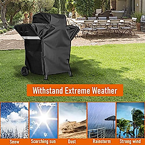 Grisun Grill Cover for Char Broil TRU Infrared Patio Bistro Electric Grill with Side Shelves 17602047, 17602048, 17602066 Heavy Duty BBQ Grill Cover with Grill Brush