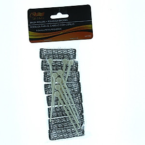 16 BRUSH ROLLERS & PINS Small Mini Hair Curlers Bristles 2" x 1/2" Kids Pageants (2 packs)