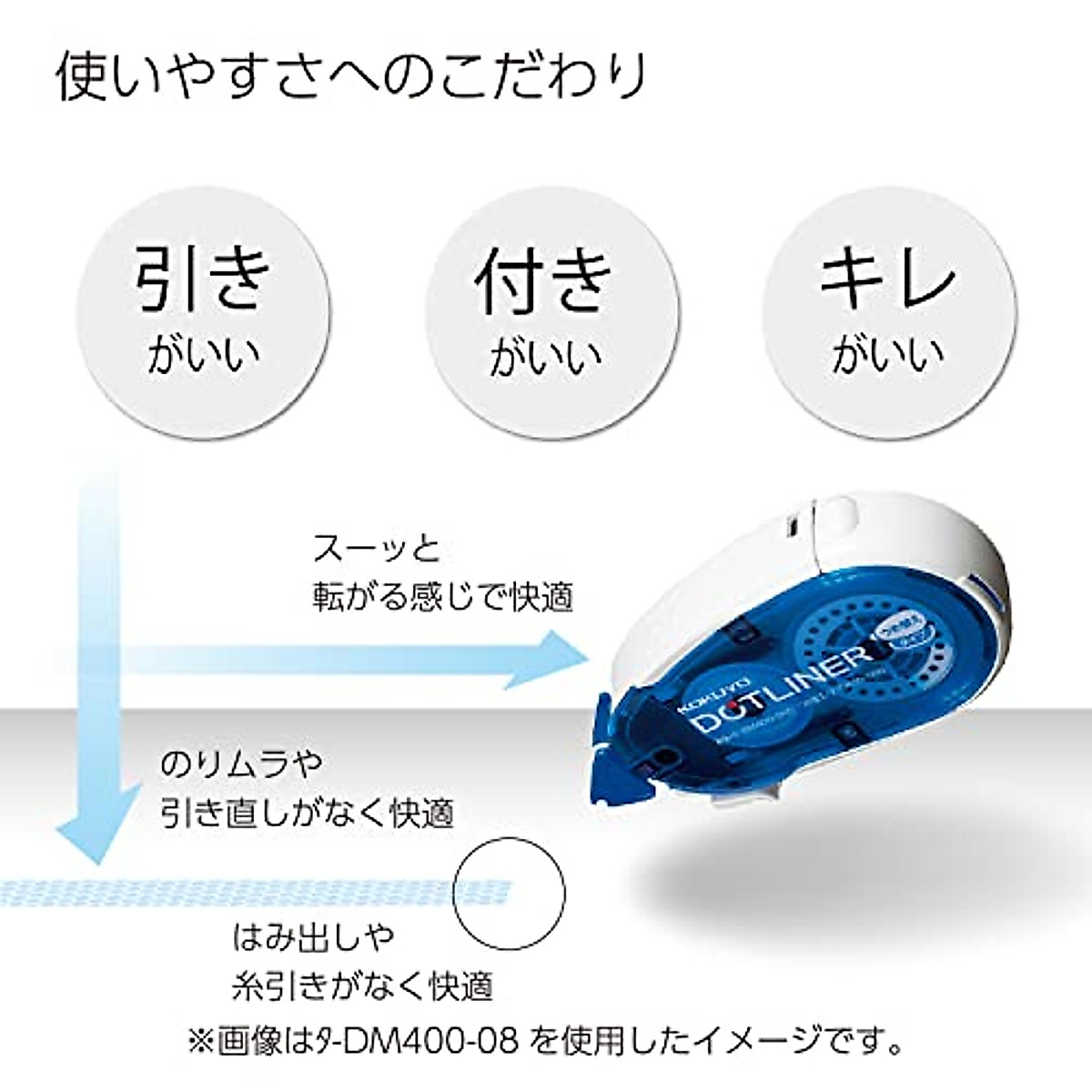 KOKUYO Glue Tape Refill for Scrapbooking, 3 Pack 52.5 Ft x 0.33 in Double Sided Tape Roller for Crafts, Blue Dot Pattern Tape Runner, Adhesive Scrapbook Supplies. Japan Import (TA-D400-08NX3)