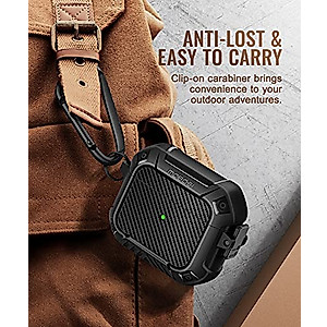 MOBOSI Compatible with AirPods 3 Generation Charging Case (2021), Secure Lock Clip Full Body Rugged Hard Shell Protective Cover with Keychain, Black
