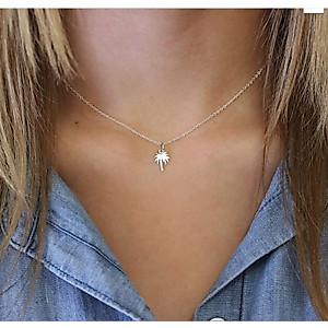 Yalice Tropical Palm Tree Pendant Necklace Chain Short Coconut Necklaces Jewelry for Women and Girls (Silver)