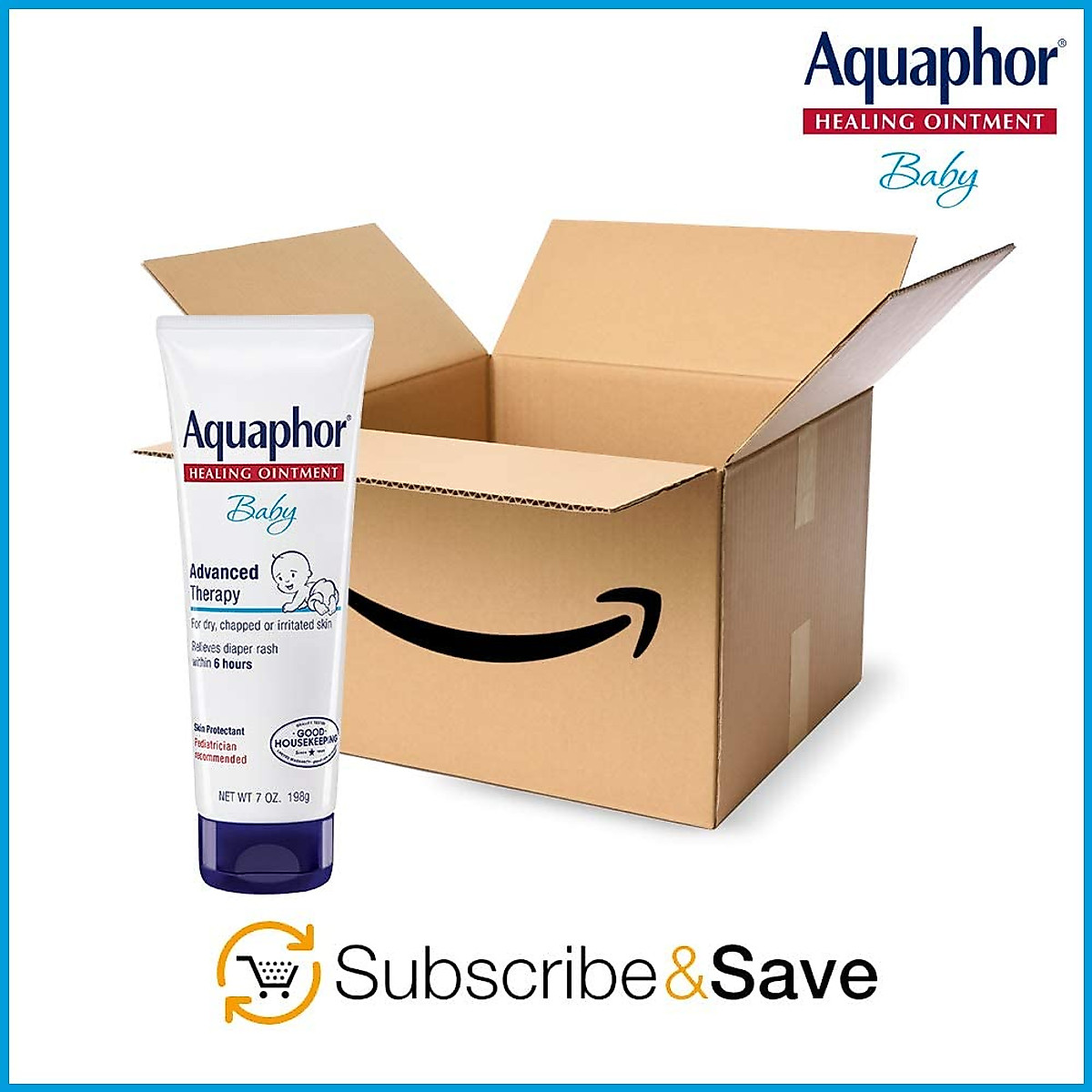 Aquaphor Baby Healing Ointment Advanced Therapy Skin Protectant, Dry Skin and Diaper Rash Ointment, 7 Oz Tube