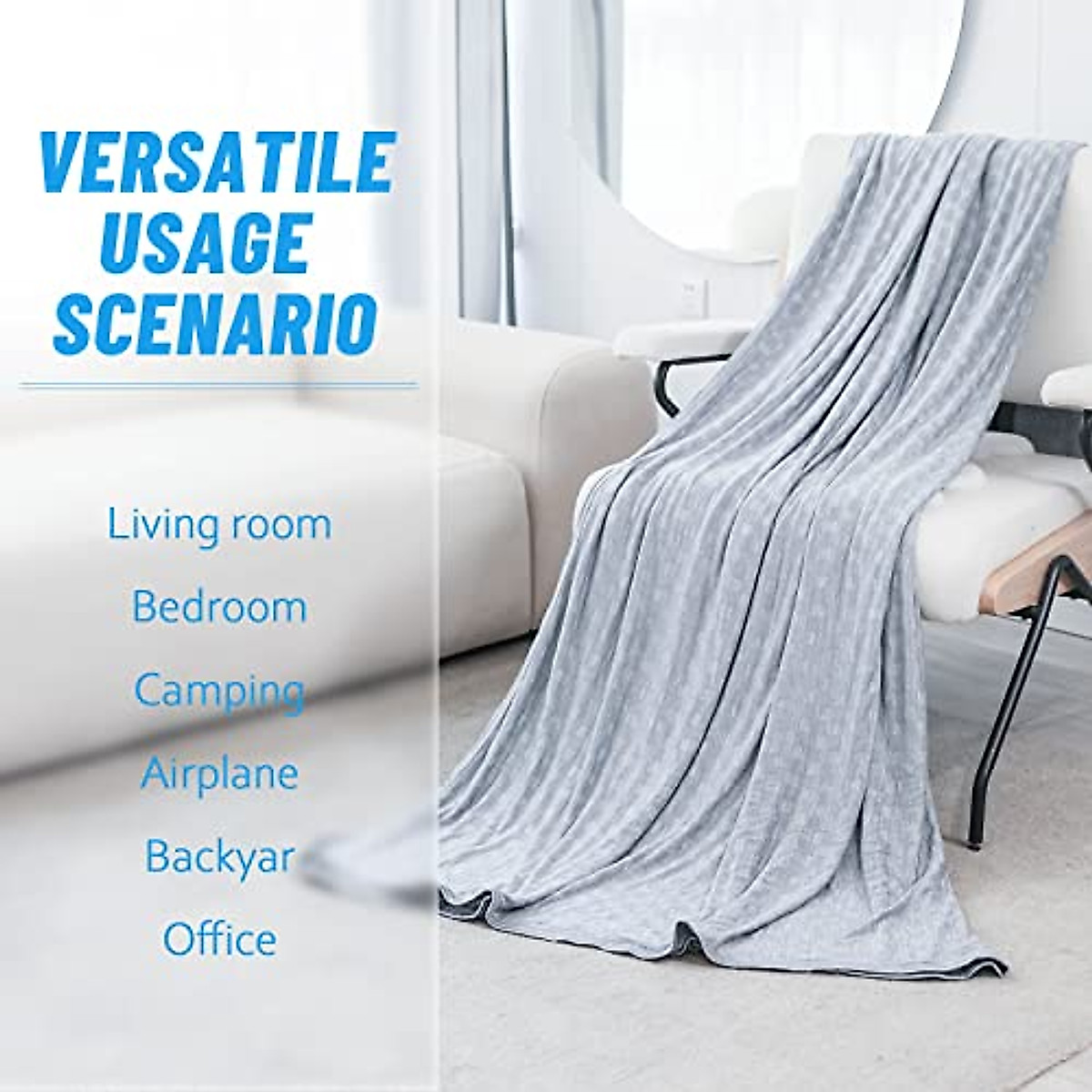 Ailemei Direct Cooling Throw Blanket for Hot Sleepers, with Double Sided Cold Effect, Lightweight Breathable Summer Blanket for Night Sweats, Throw Blankets for Couch, 50"x60", Gray Checkered