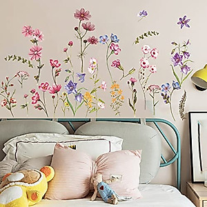 Flowers Wall Decals for Girls Bedroom - Children DIY Wall Art Stickers for Classroom, Nursery, Playroom - Colorful Floral Peel and Stick Decor
