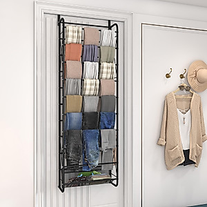 JSB 10 Tier Shoe rack Mesh fabric Over The Door Shoe Organizer X-structure Trouser hangers Closet Pantry Hanging Shoe Clothes Toys Storage Shelves (Black, 10 Tier)