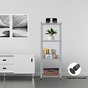 ZHAZHADI 4 Tier Fixed Layer Spacing Storage Shelf Metal Storage Rack Wire Shelving Unit Storage Shelves Metal 528Lbs Capacity 17" L x 13" W x 47" H for Pantry Closet Kitchen Laundry Grey