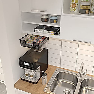 JKsmart 2-Pack Hanging Pullout Drawer Basket, Sliding Under Shelf Storage Basket, Under Cabinet Storage Organizer Wire Basket Attaches to Shelf, Space Saving for Kitchen Counter Pantry Cupboard