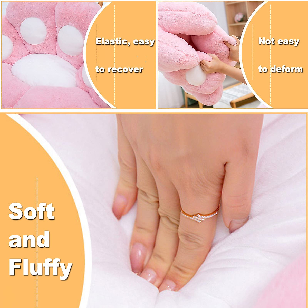 Cute Seat Cushion, Cat Paw Shape Lazy Sofa Office Seat Cushion, Bear's Paw Office Chair Cushion, Plush Sofa Cushion Soft and Comfortable Cushion Home Bedroom Shop Restaurant Decoration Pink