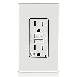Leviton GFTA2-W SmartlockPro Self-Test Slim GFCI with Audible Trip Alert, Wallplate Included, 20 Amp, White