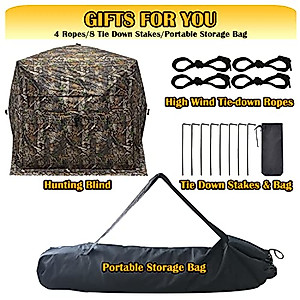 CROSS MARS Extra Large Tall 3-4 Person 5-Sided Hunting Blind 288 Degree See Through Ground Camouflage Portable Pop Up Turkey Deer Blinds Tent