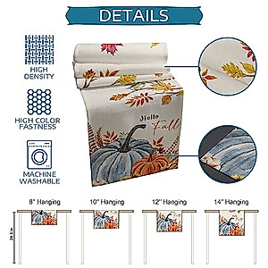 Hello Fall Table Runner 120 inch Long, Pumpkin Maple Leaf Thanksgiving Table Runners Burlap Dresser Scarves for Dining Coffee Table Party Holiday Farmhouse Autumn Harvest Seasonal Kitchen Decor