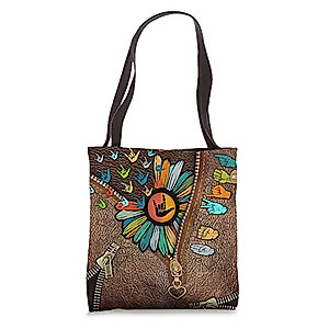 Sign Language ASL Zipper-Leather-Daisy Flying Tote Bag