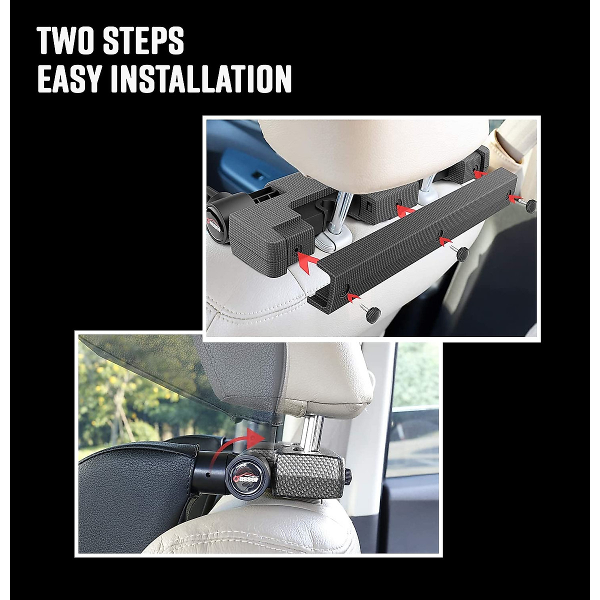 ALL4MARIE Car Seat Headrest Support - 360 Degree Adjustable, Memory Foam Car Headrest with Head, Neck, Shoulder Support for Kids and Adults, (Black)