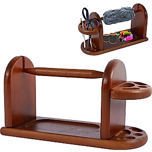 Wooden Yarn Ball Holder, Knitting Crochet Yarn Rack Stand Wood Yarn Spinner Holder with Slots Horizontal Yarn Spinner Stable Yarn Ball Dispenser for Crochet and Knitting