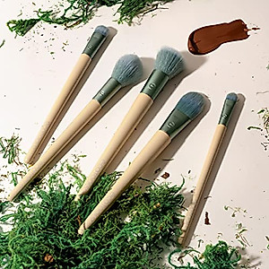 EcoTools Elements Super-Natural Face Makeup Brush Kit, For Foundation, Bronzer, Blush, & Eyeshadow, Works Best With Liquid, Cream, & Powder Products, Synthetic Bristles, 5 Piece Set