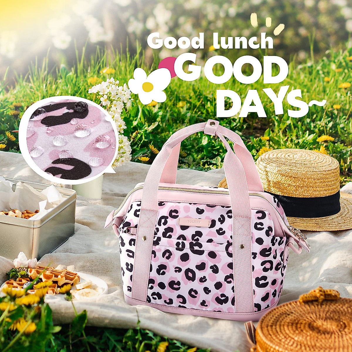 TOURIT Lunch Bag Women Insulated Lunch Box Durable Lunch Tote Bag Lunch Cooler Bag for Women Work, School, Picnic, Pink