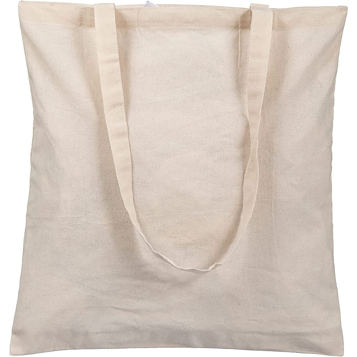 JUCOS Reusable Blank Tote Bags - 5 Pack Convenient Spacious 100% Cotton Grocery Bag With LONG Handles For Daily Essentials | 5Oz Lightweight And Eco-Friendly For Multi-Purpose Use 13X14 Inch