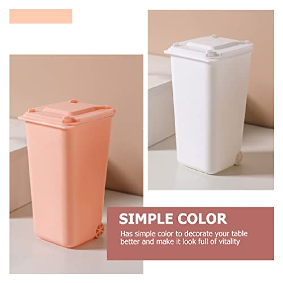 GANAZONO 4pcs Mini Pathway Trash Cans Toy Curbside Garbage Trash Bin Recycle Can Pen Holder Pencil Cup Desktop Organizer Garbage Truck