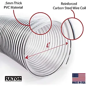 4" x 10' Ultra Flex Clear Vue Heavy Duty PVC Dust Debris and Fume Collection Hose MADE IN USA!