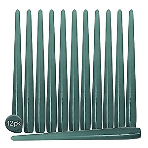 Hyoola Tall Taper Candles - 12 Inch Sage Green Unscented Dripless Taper Candles - 10 Hour Burn Time - 12 Pack