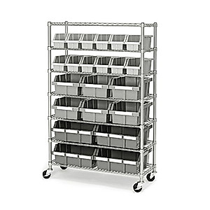 Seville Classics Commercial 7-Tier Platinum/Gray NSF 22-Bin Rack Storage System