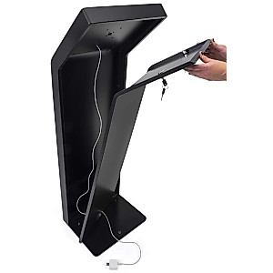 Displays2go Floorstanding Digital Tablet Enclosure, Locking – (IPGRAND12BK)