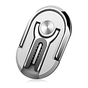 BoxWave Car Mount Compatible with Oppo Reno 7 Z - Mobile HandGrip Car Mount, Finger Grip Mobile Car Mount Stand for Oppo Reno 7 Z - Metallic Silver